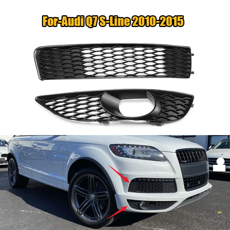 4L0807697B-4L0807698B-ABS-Front-Bumper-Lower-Upper-Mesh-Grille-Fog ...