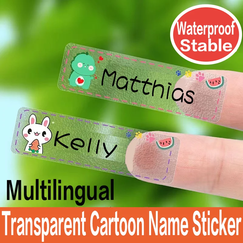 Personalised name stickers【14*46mm】Waterproof Tag Transparent ...