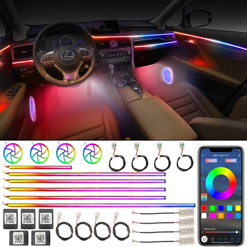 Car-Acrylic-Ambient-Light-LED-RGB-Remote-App-Control-Auto-Interior ...