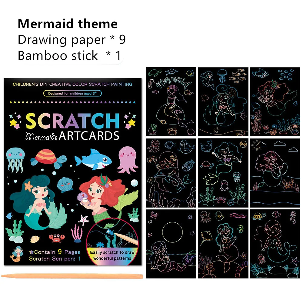 DIY Magic Scratch Art Doodle Pad Sand Painting Cards Early Educational ...