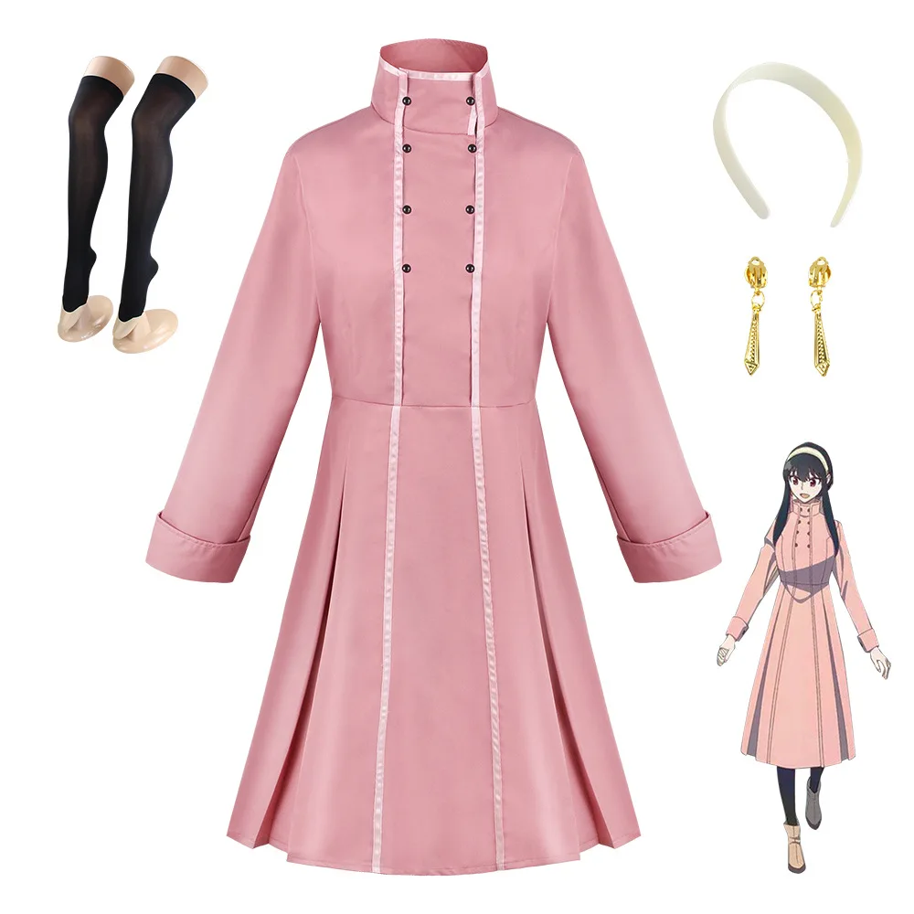 Spy×family Yor Forger Cosplay Dress Pink Yor Forger Costume Headwear ...