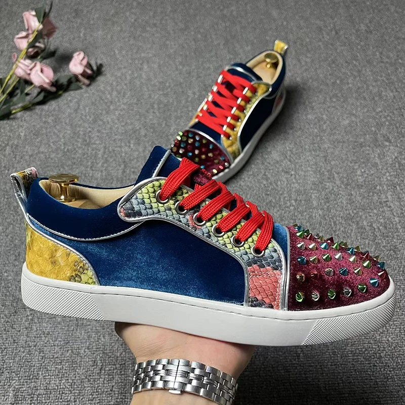 italian-brand-designer-rivets-shoes-for-men-casual-cow-suede-leather ...