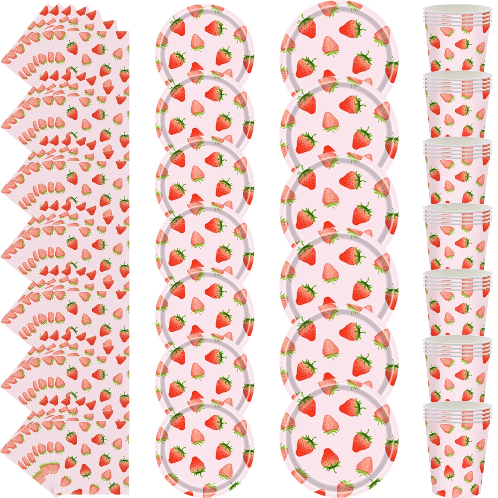 Strawberry-Sets-Birthday-Decoration-Party-Disposable-Paper-Napkins-Cups ...