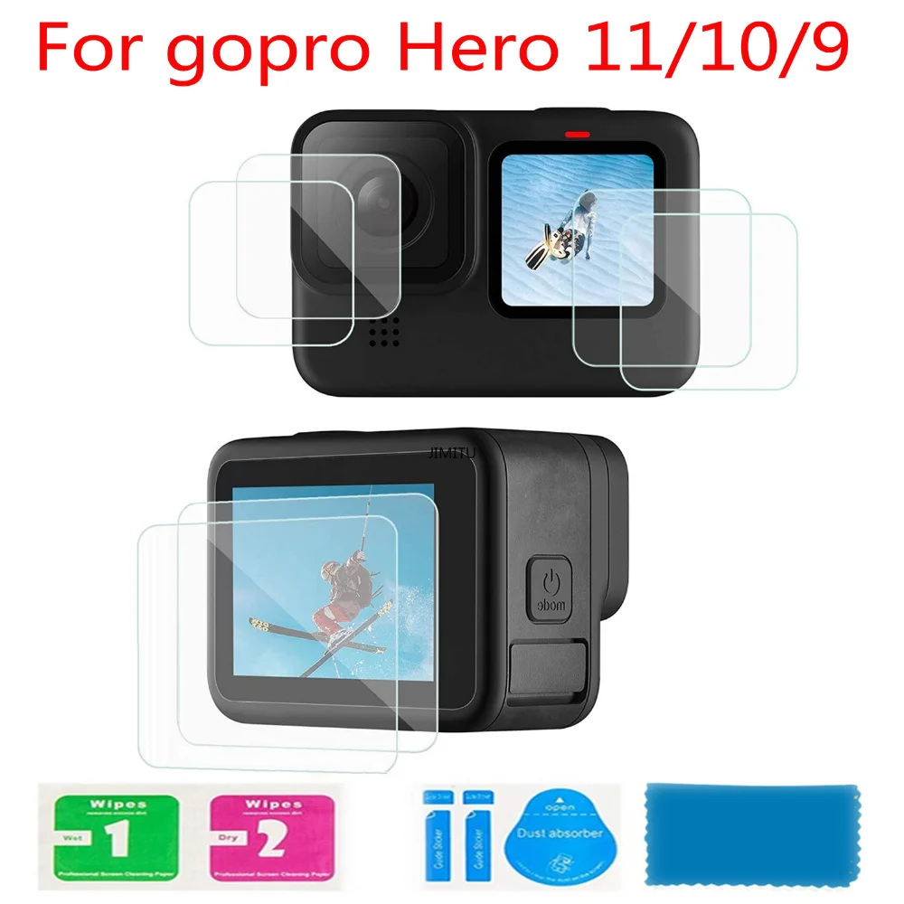 For-GoPro-Hero-12-11-10-9-Tempered-Glass-Screen-Protector-Black-Lens ...