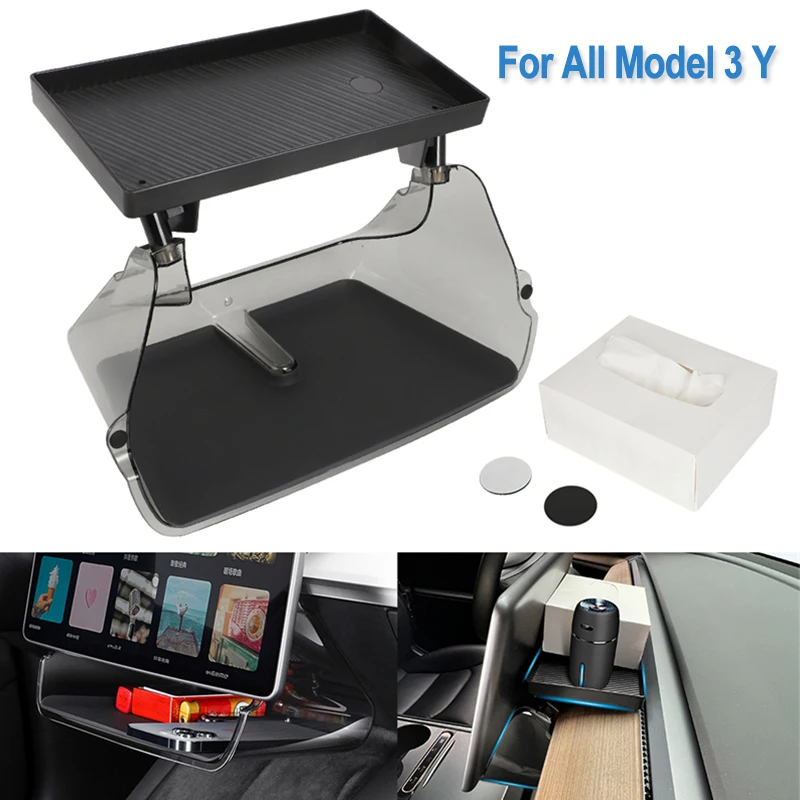 For Tesla Model 3 Y Center Console Organizer Tray Magnetic Under Screen ...