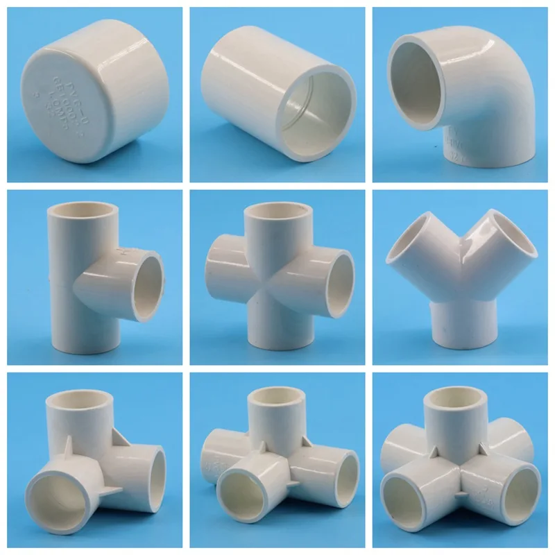 20-25-32mm-White-PVC-Pipe-Fittings-Straight-Elbow-Tee-Cross-Connector ...