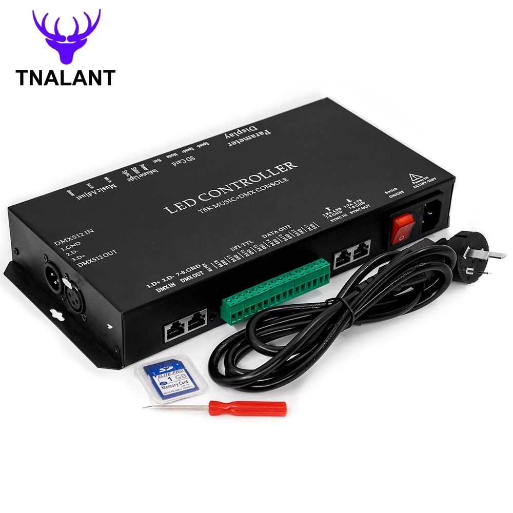 T8K-Music-DMX-Console-SPI-TTL-Led-Strip-Light-Controller-8Channels-Port ...