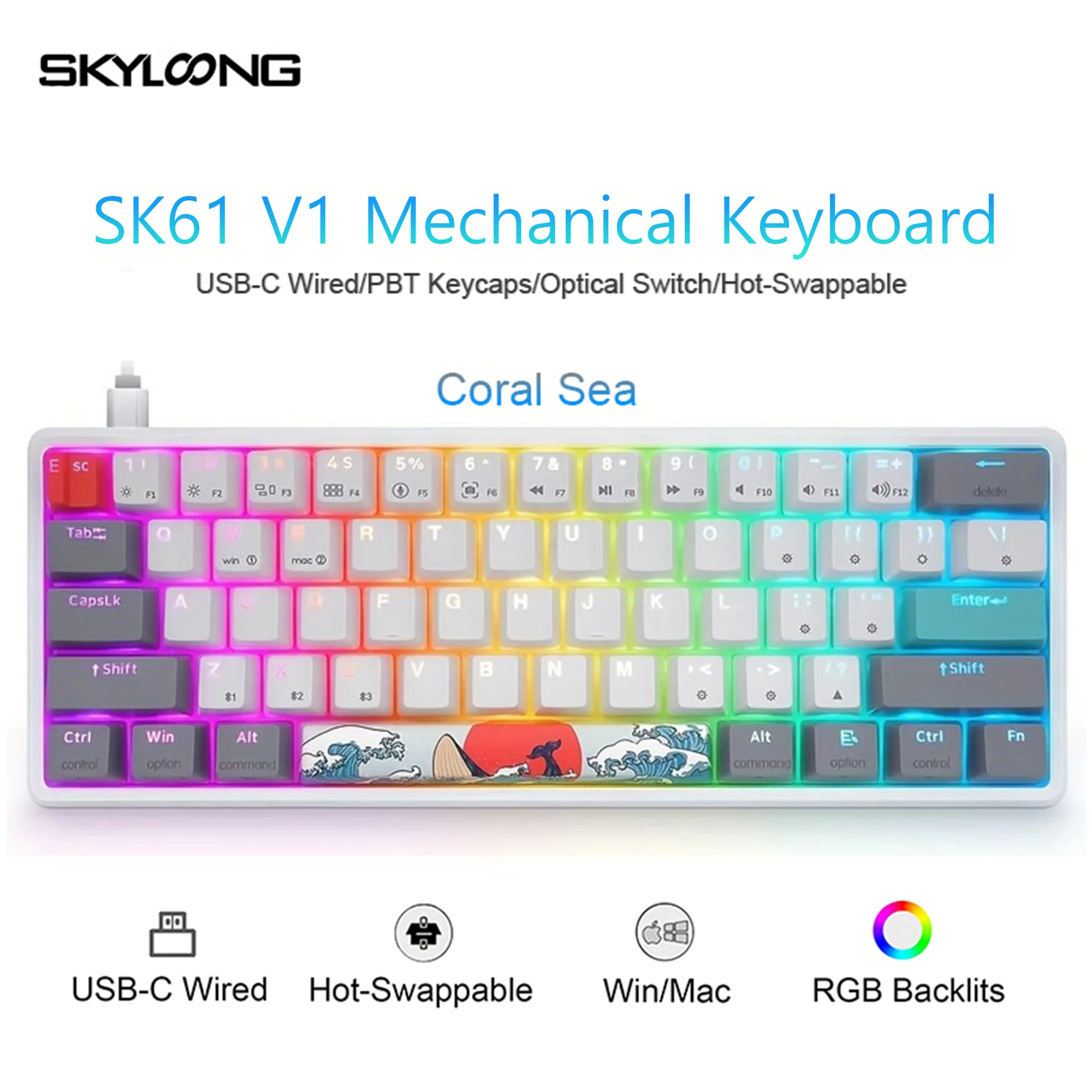 SKYLOONG-SK61-V1-V2-wired-keyboard-optical-switch-hot-swappable ...
