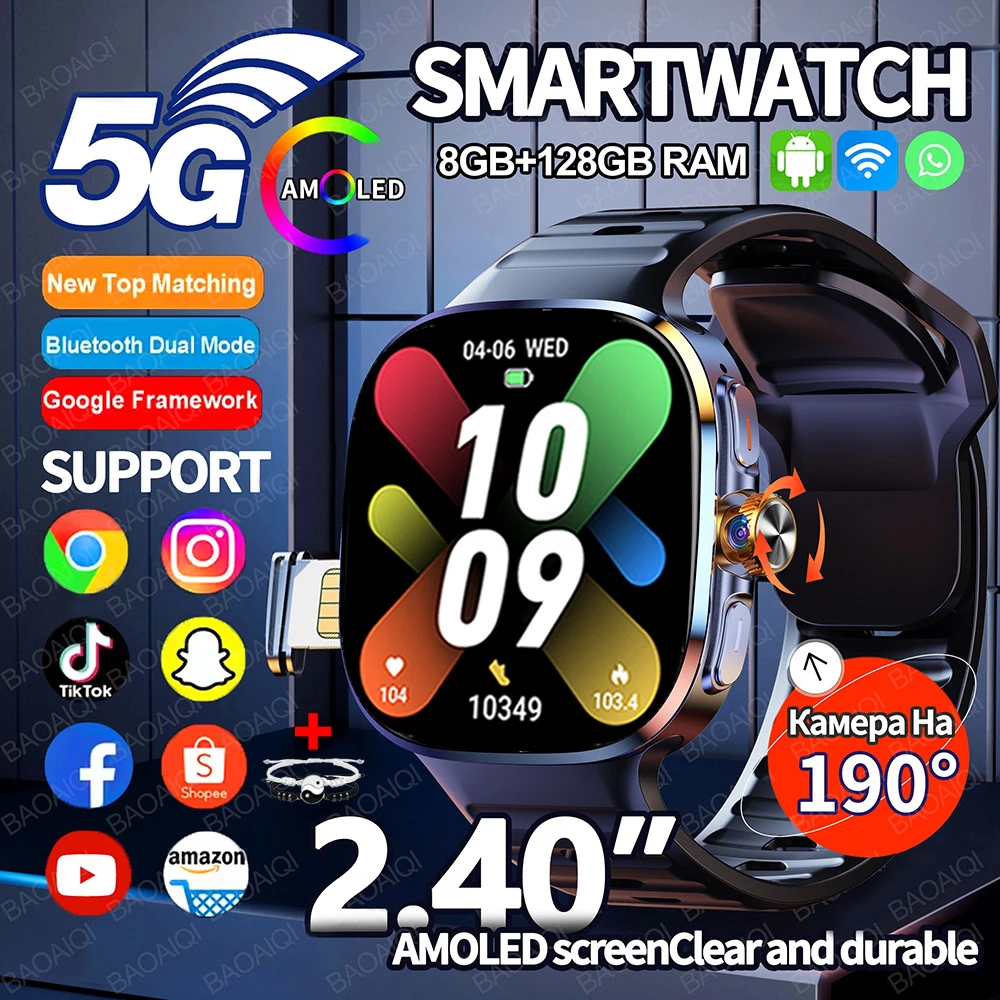 5G/4G Full Network Smart Watch 2.40 inch Big Screen 900W HD Video Call ...