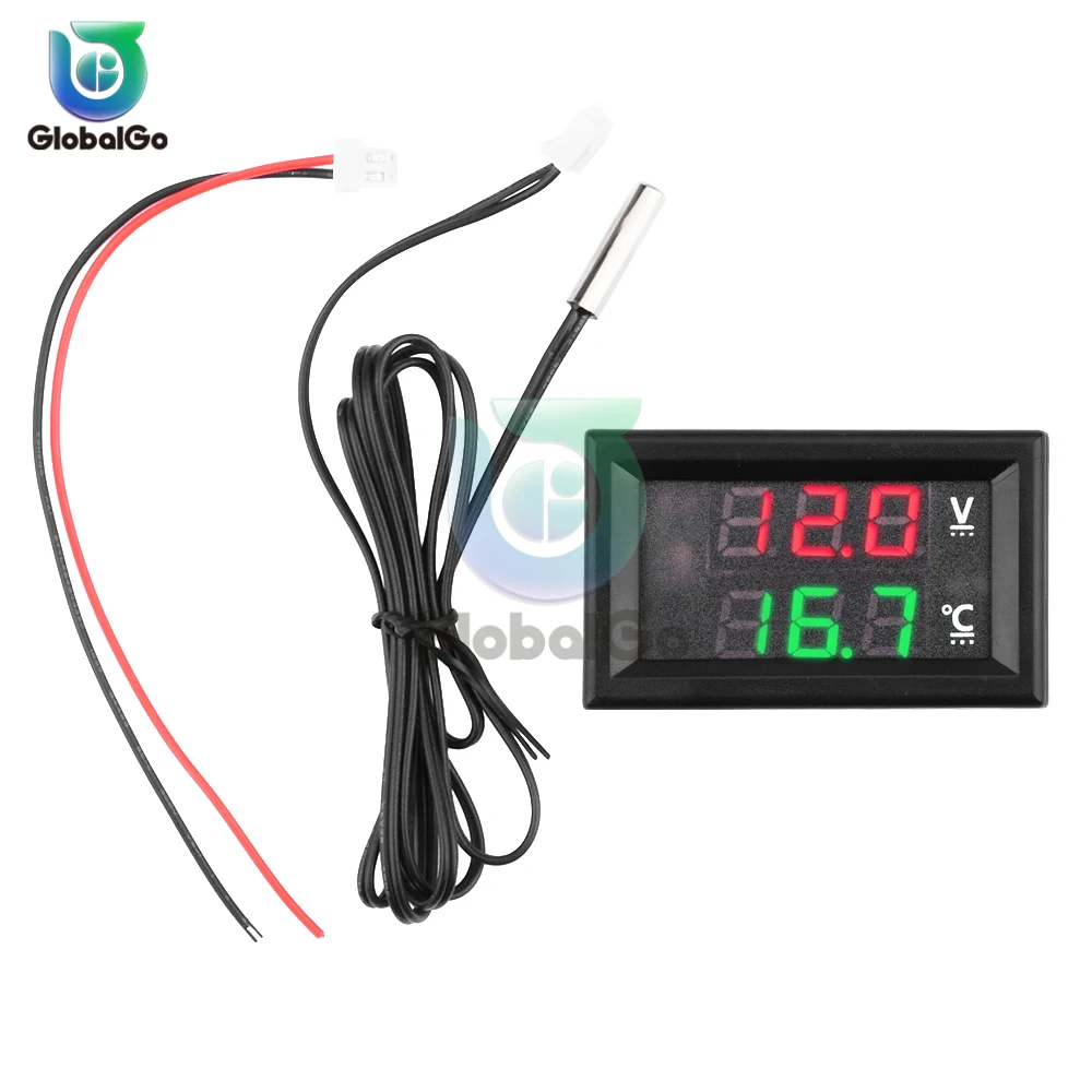 DC-4-28V-Digital-Voltmeter-Thermometer-0-56-Inch-Temperature-Sensor ...