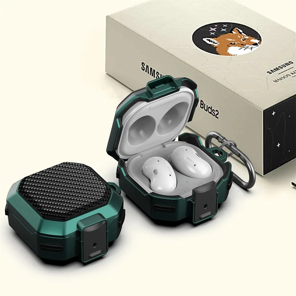 For-Samsung-Galaxy-Buds-FE-Case-Carbon-Fiber-Texture-With-Switch-Buckle ...