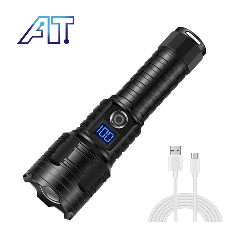 Portable-Telescopic-Zoom-Flashlight-Rechargeable-Digital-Display ...