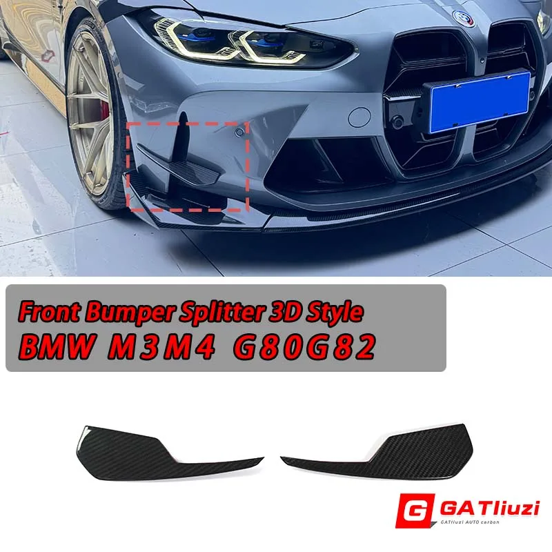 2pcs Dry Carbon Fiber Front Bumper Side Canards Fin Flaps Trim For BMW ...