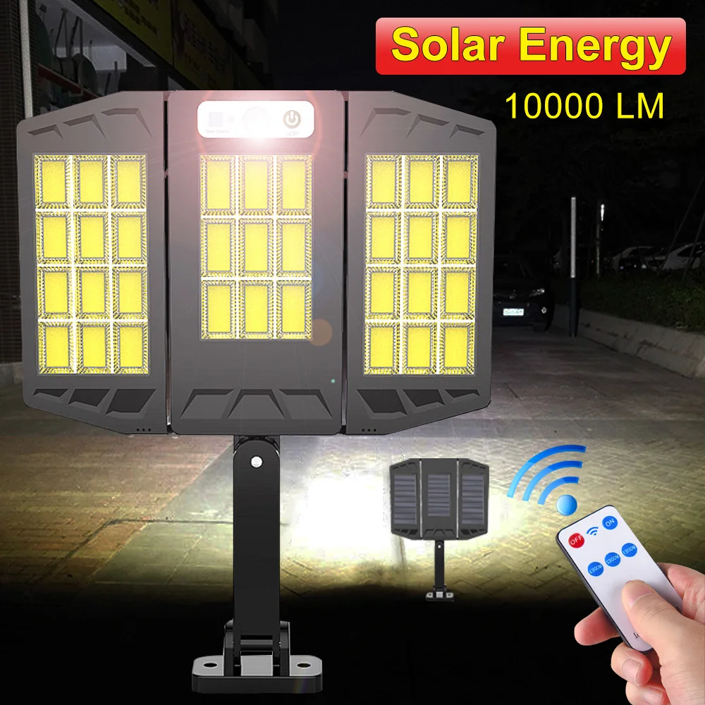 10000 LM LED Outdoor Solar Light Remote Control 3 Lighting Modes ...