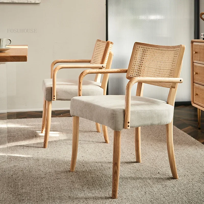 Nordic-Rattan-Dining-Chairs-for-Household-Solid-Wood-Dining-Chair ...