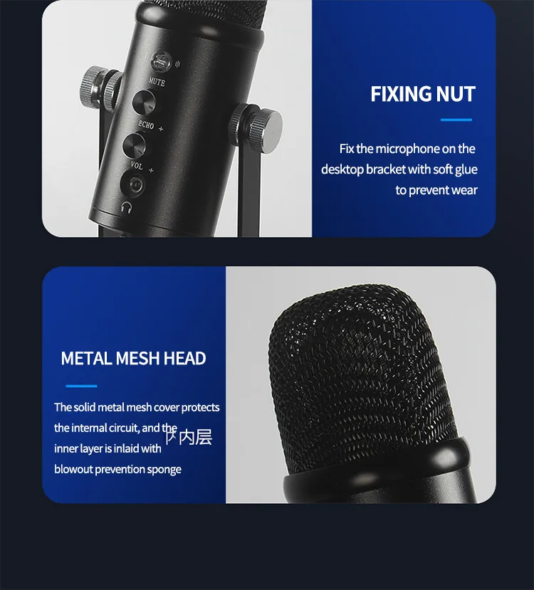 USB capacitive microphone set for home computer recording game high ...