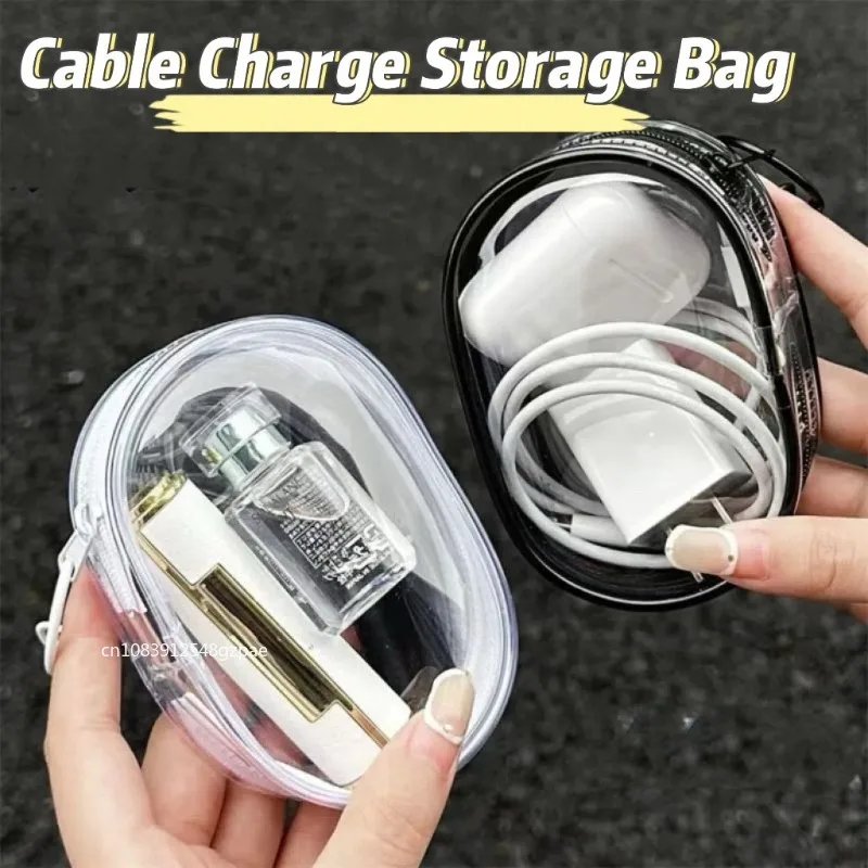 Data Cable Charger Storage Bag Portable Mini Clear Zipper Storage Bags ...