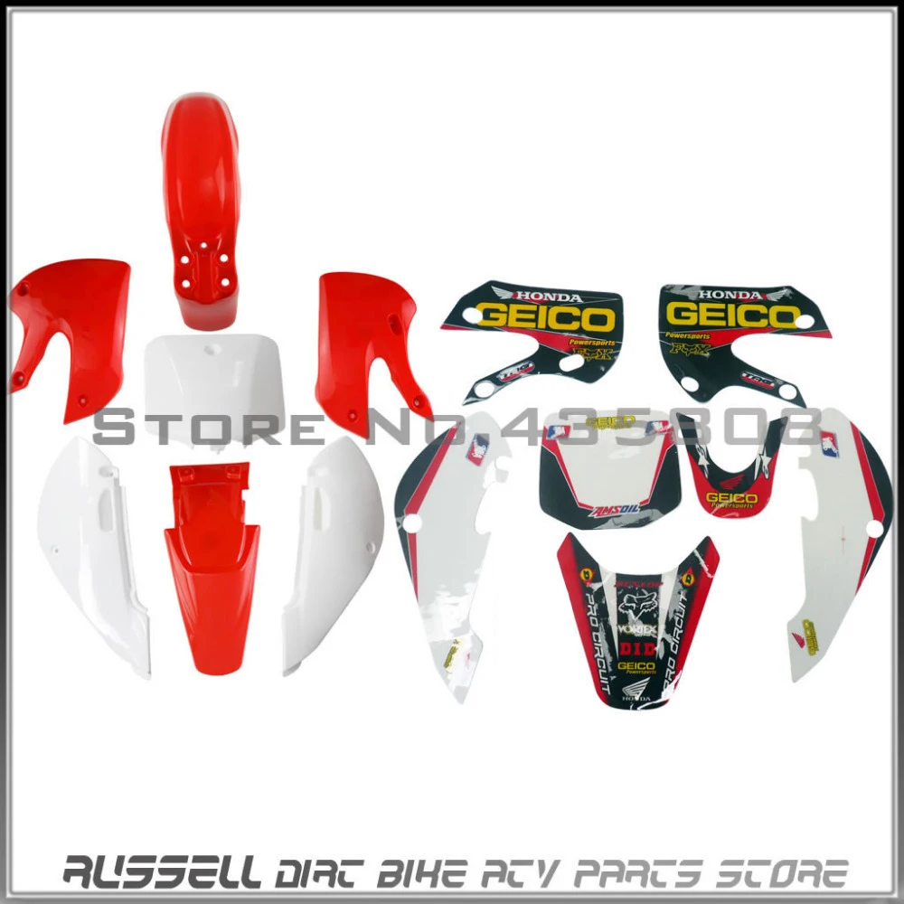 GRAPHICS Pit Bike Sticker Decals KLX110 PLASTIC FENDER наклейки на ...