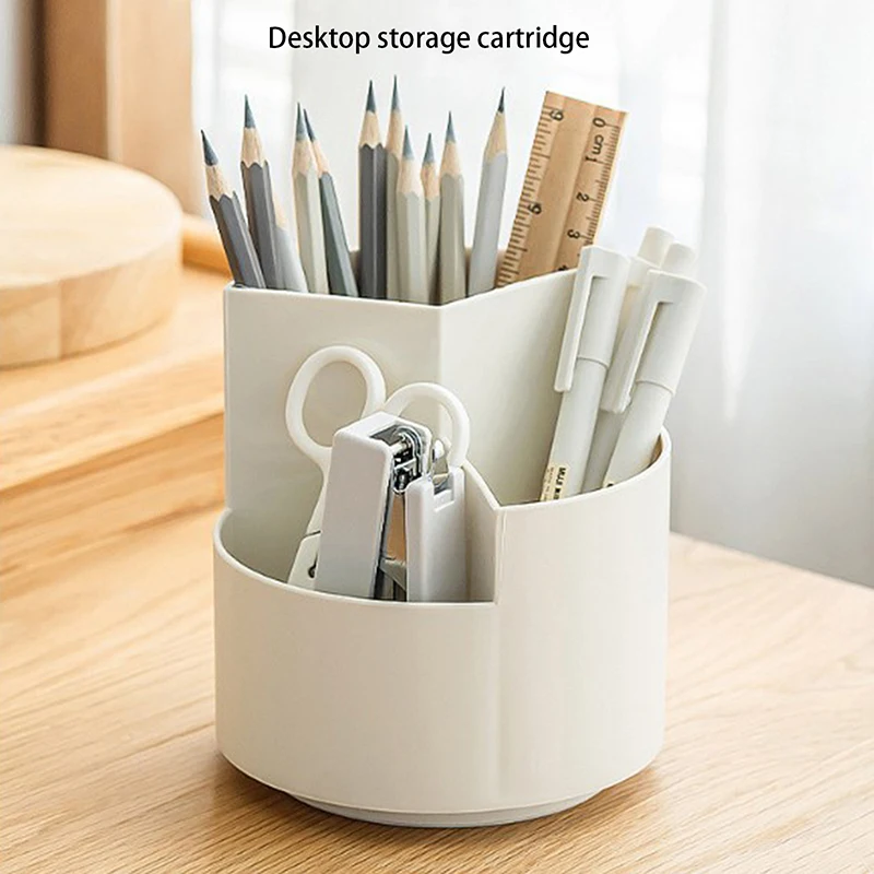 White-Division-And-Layering-Rotating-Pen-Holder-Office-Desktop ...