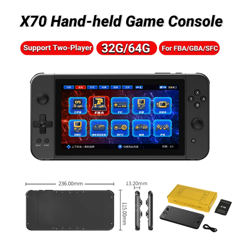 Powkiddy X70 Handheld Game Console 7 Inch Hd Screen Retro Game 3d Hand ...