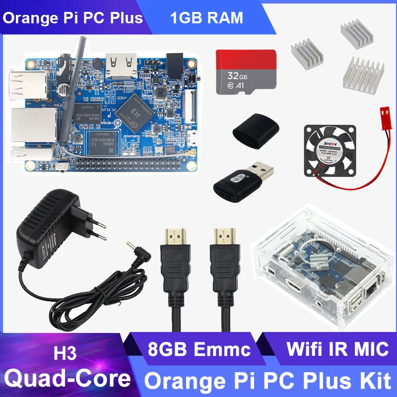 Orange Pi PC Plus 1GB RAM 8GB Emmc Flash Open Source 100M Ethernet Port ...