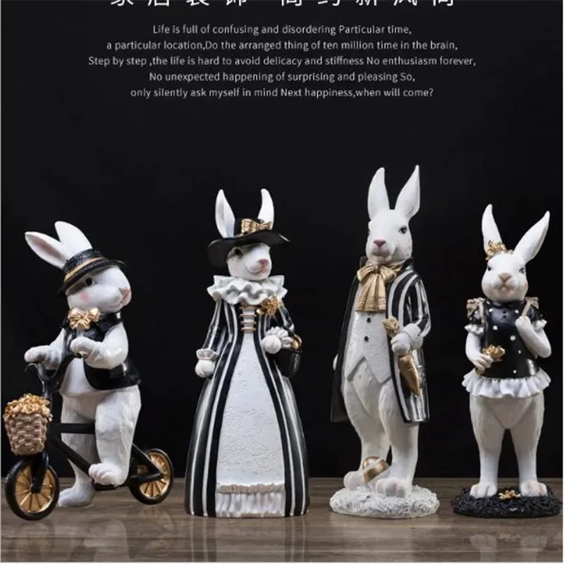 Creative-Resin-Crafts-Rabbit-Family-Statue-Cute-Table-Ornaments-Home ...