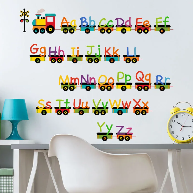Cartoon-children-s-English-alphabet-train-living-room-decoration-wall ...