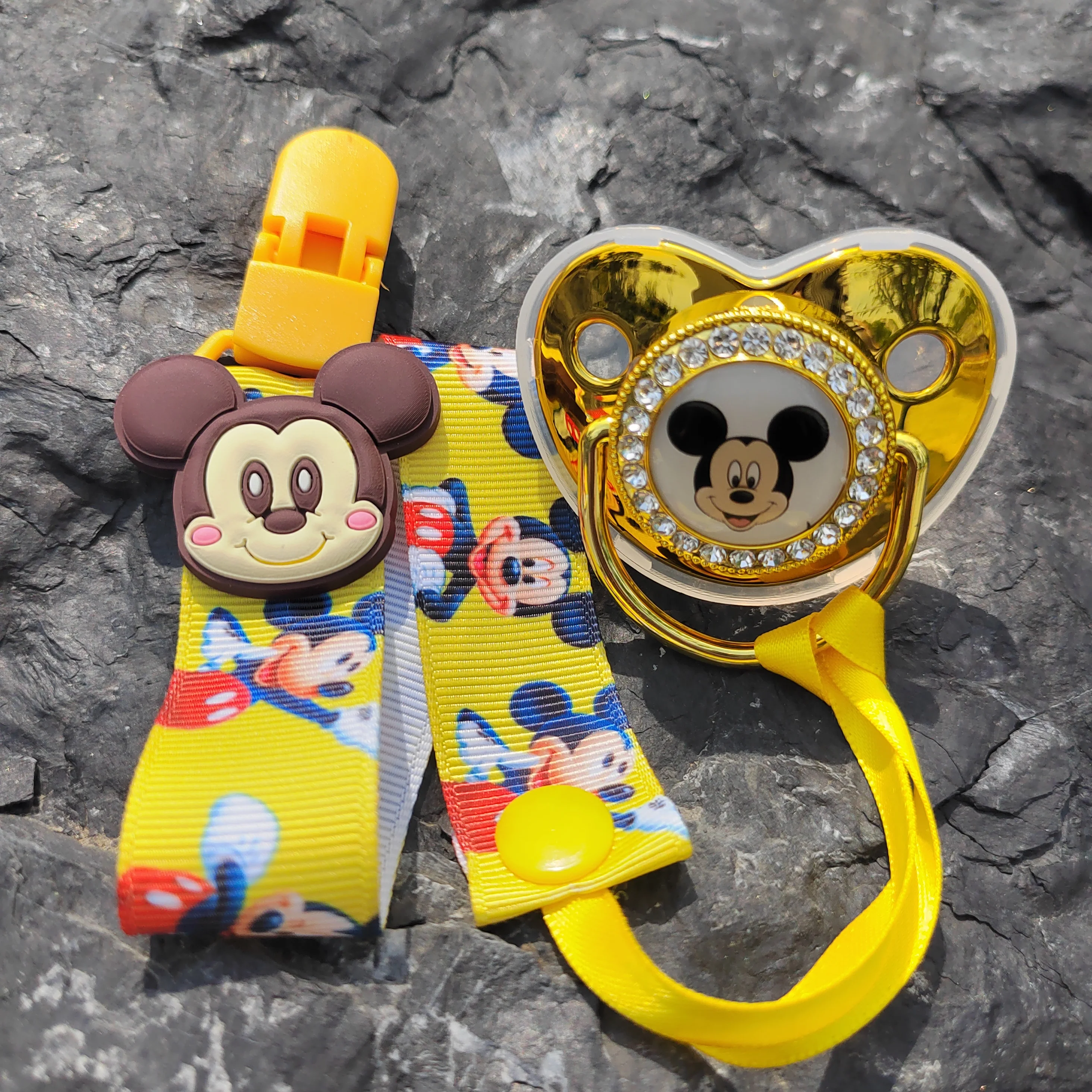 Gold-Bling-Mickey-Mouse-Print-Chupeteors-Dummy-with-Clothes-Fixed ...