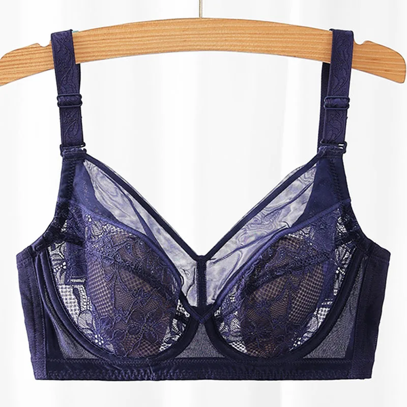 Womens Lace Bra Full Coverage Soft Wire Underwire Female Sexy Lingerie ...