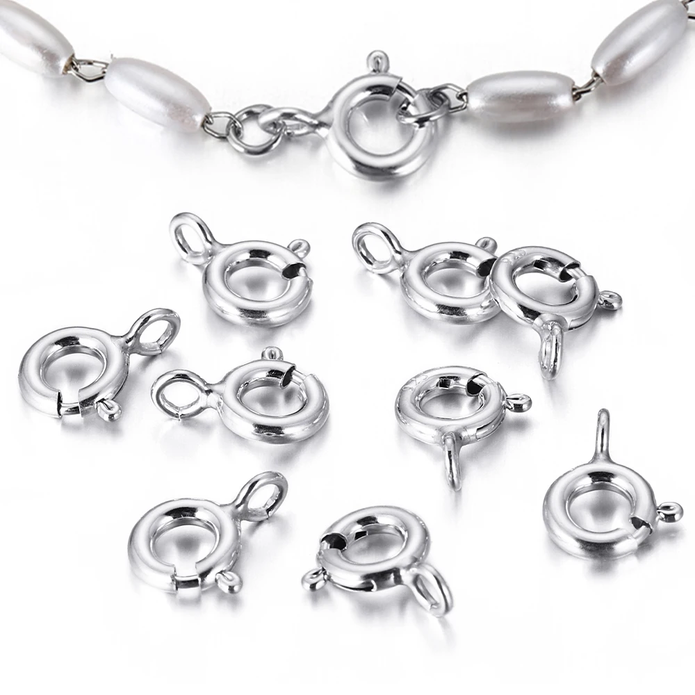 4pcs 925 Silver Spring Ring Clasp with Open Jump Ring Clasps for ...