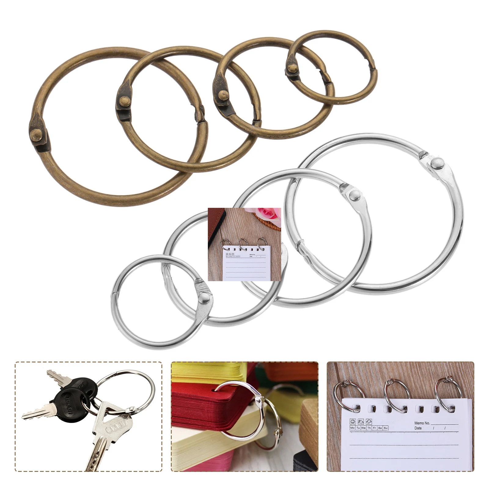 5Pcs 20/25/32/38mm Loose Leaf Binder Hoop Ring Metal Rings Connector ...