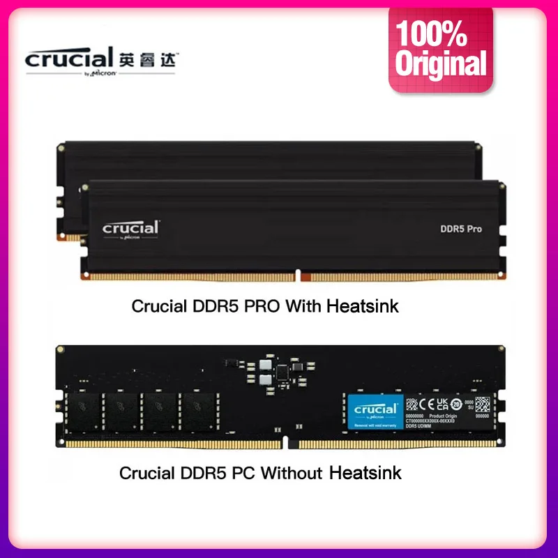 Crucial Pro RAM 32GB Kit (2x16GB) DDR5 5600MT/s CL46 & Crucial PC DDR5 ...