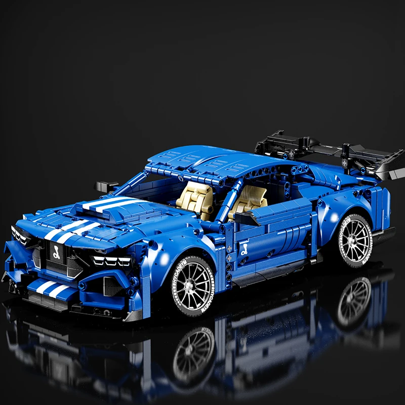 1409PCS-Technical-Blue-Mustang-Shelby-GT500-Sport-Car-Building-Blocks ...