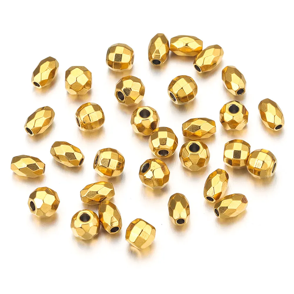 10pcs Lot Gold Plated Stainless Steel Round Faceted Beads for Jewelry ...