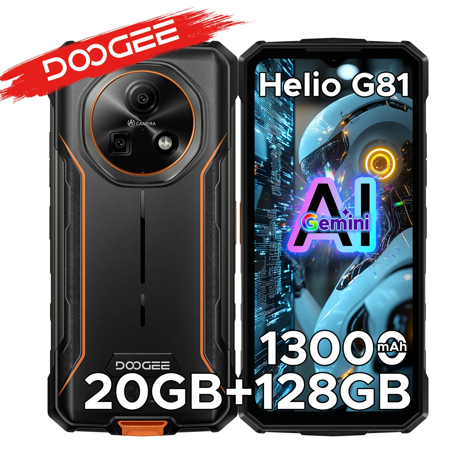 DOOGEE Fire 5 Pro Teléfono resistente Gemini AI 6,6 "13000mAh Batería ...
