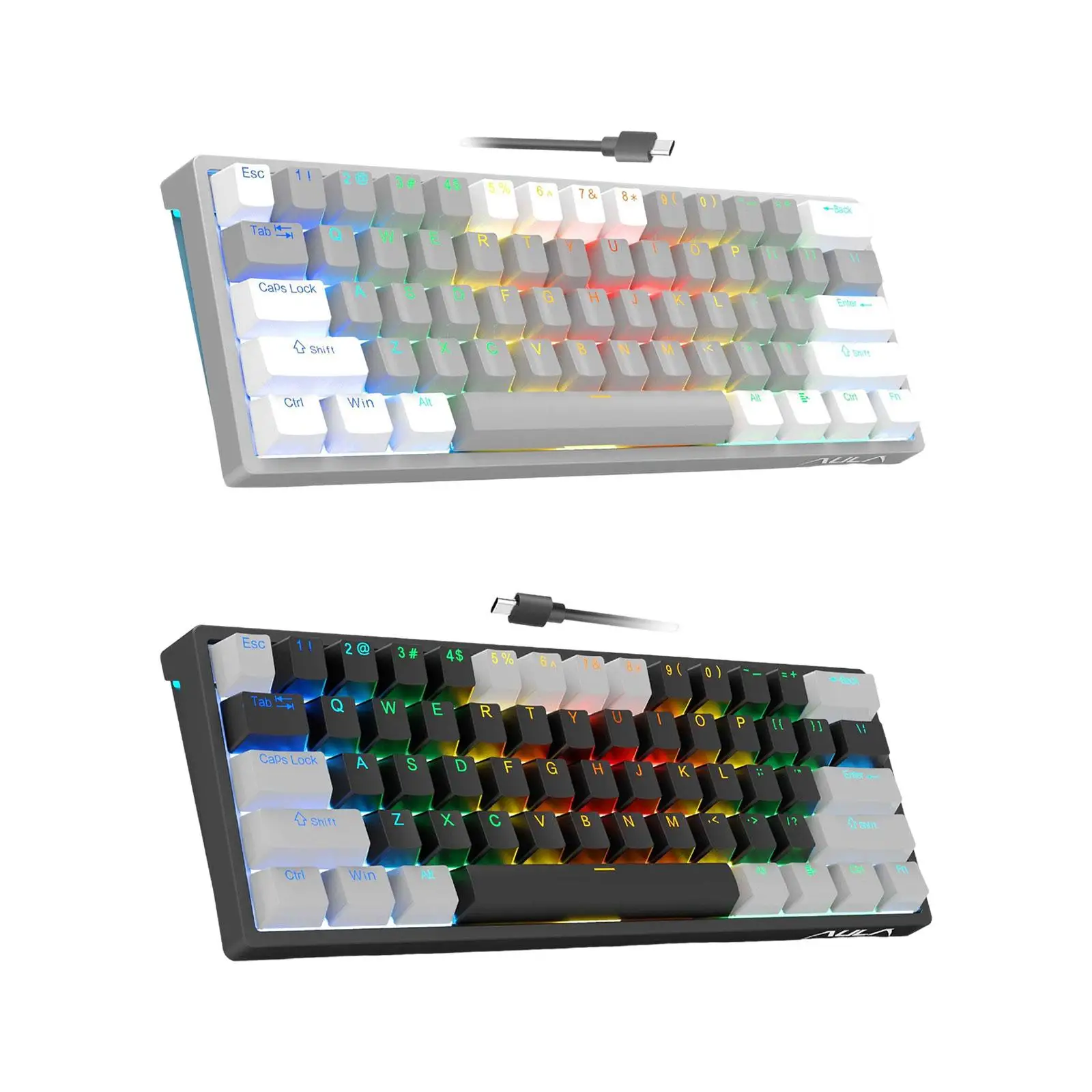 Mechanical-Gaming-Keyboard-RGB-LED-Backlit-60-Percent-Layout-for-Gamer ...