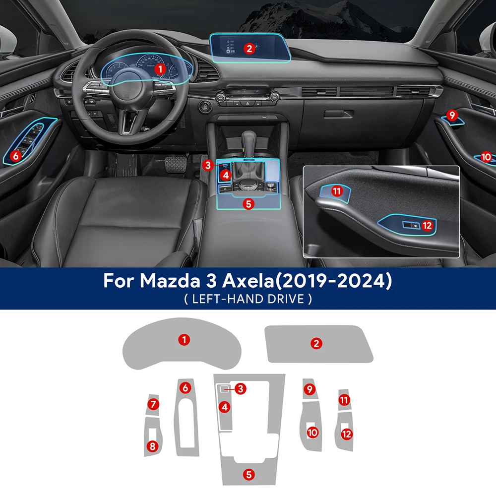 For-Mazda-3-Axela-2019-2024-Car-Interior-Film-Center-Console-Navigation ...