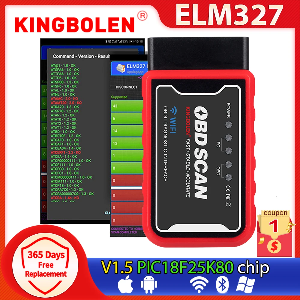 Elm327 V1.5 Pic18f25k80 Chip Dual Board Wifi/bt Obd2 Code Reader Elm327 ...