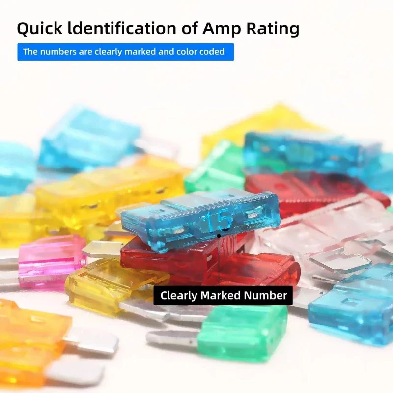 50Ps Profile Medium Size Blade Type Car Fuse Assortment 2.5 3 5 7.5 10 ...