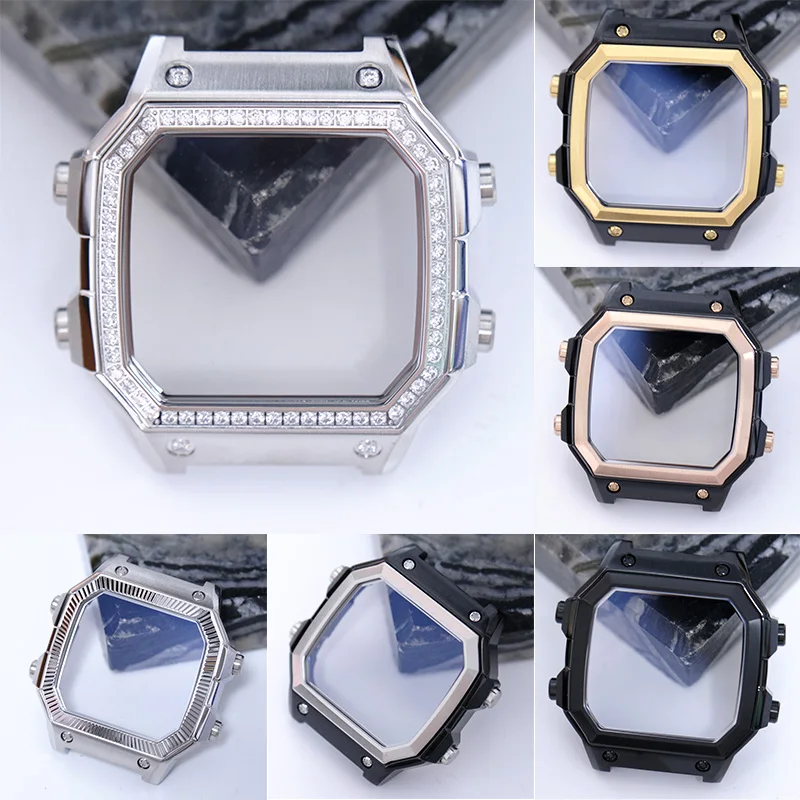 For AE1200 Stainless Steel 316L Watch Case Movement Blue AR Coat Glass ...