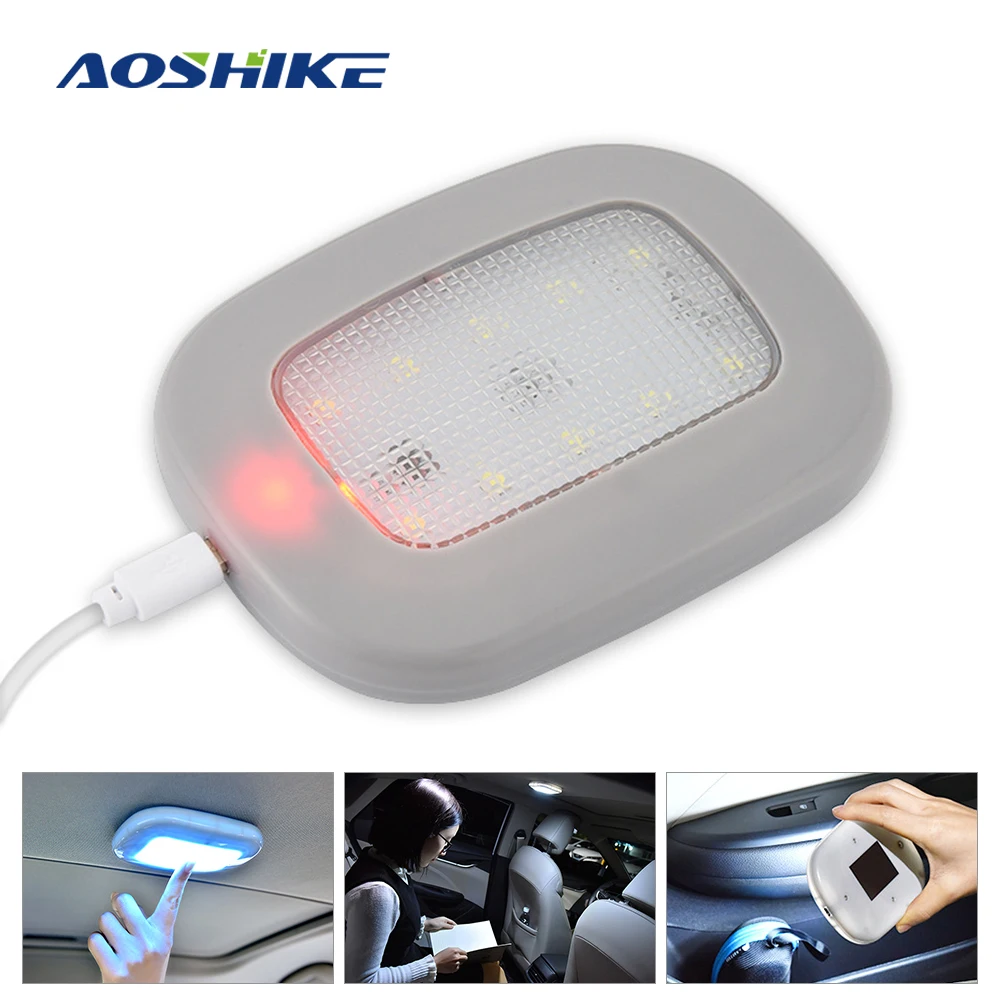 Aoshike 자동차 인테리어 라이트 Led 라이트 자동차 천장 독서 조명 자석 천장 램프 범용 차량 인테리어 Usb 충전