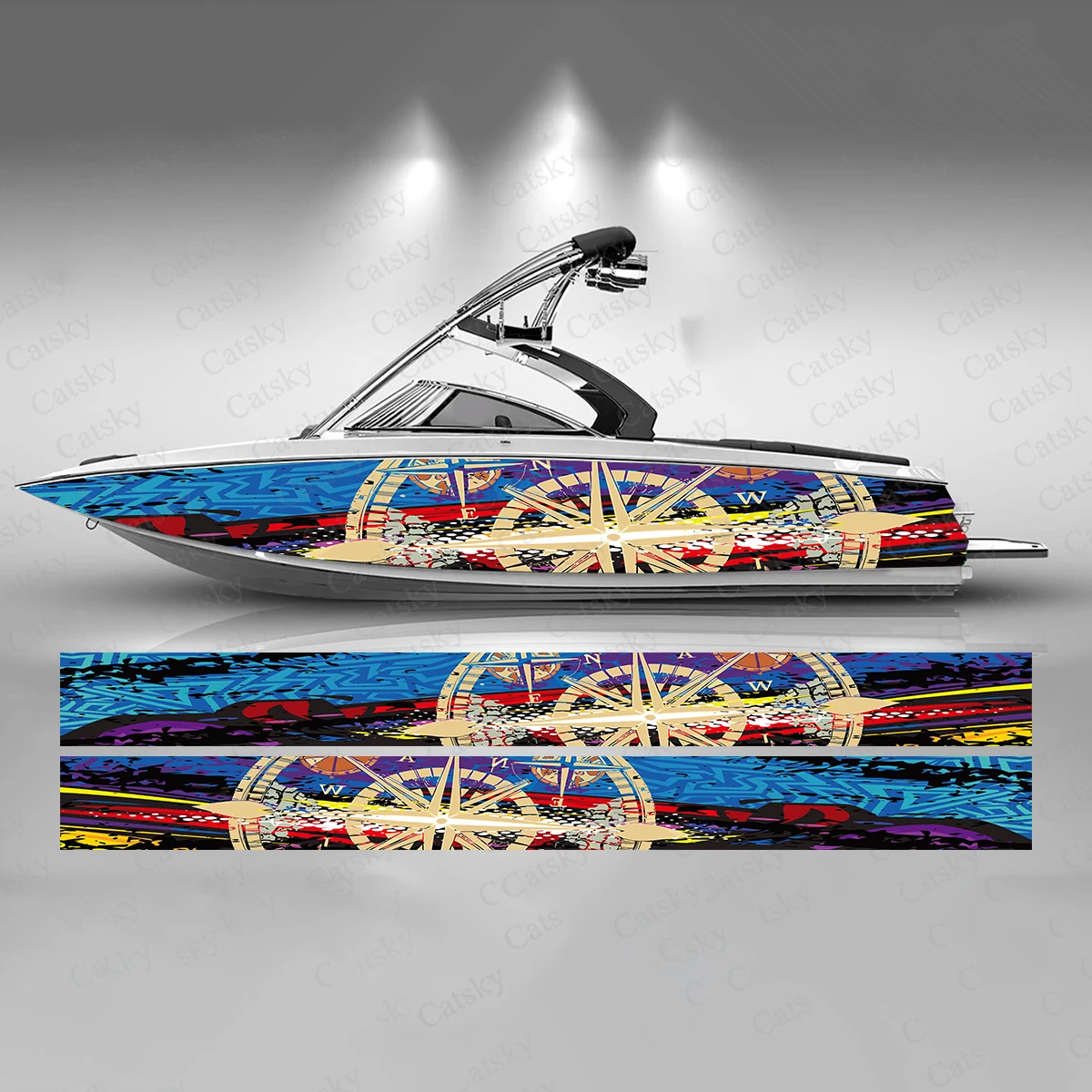 Compass-Colorful-Boat-Sticker-Fashion-Custom-Fish-Boat-Sticker-Vinyl ...