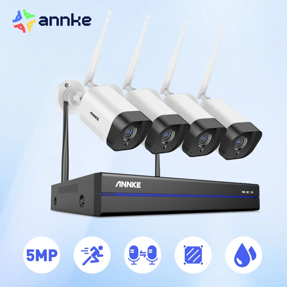 ANNKE 5MP WiFi CCTV System 10CH NVR Security Camera System Two Way ...