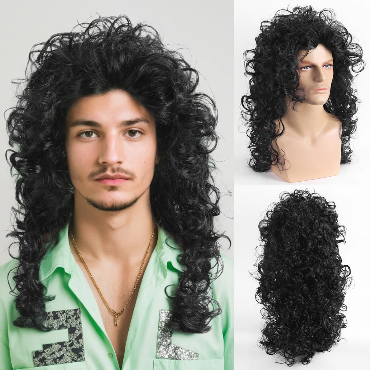Halloween punk wig; Cosplay synthetic wig; Heavy metal disco party rock ...