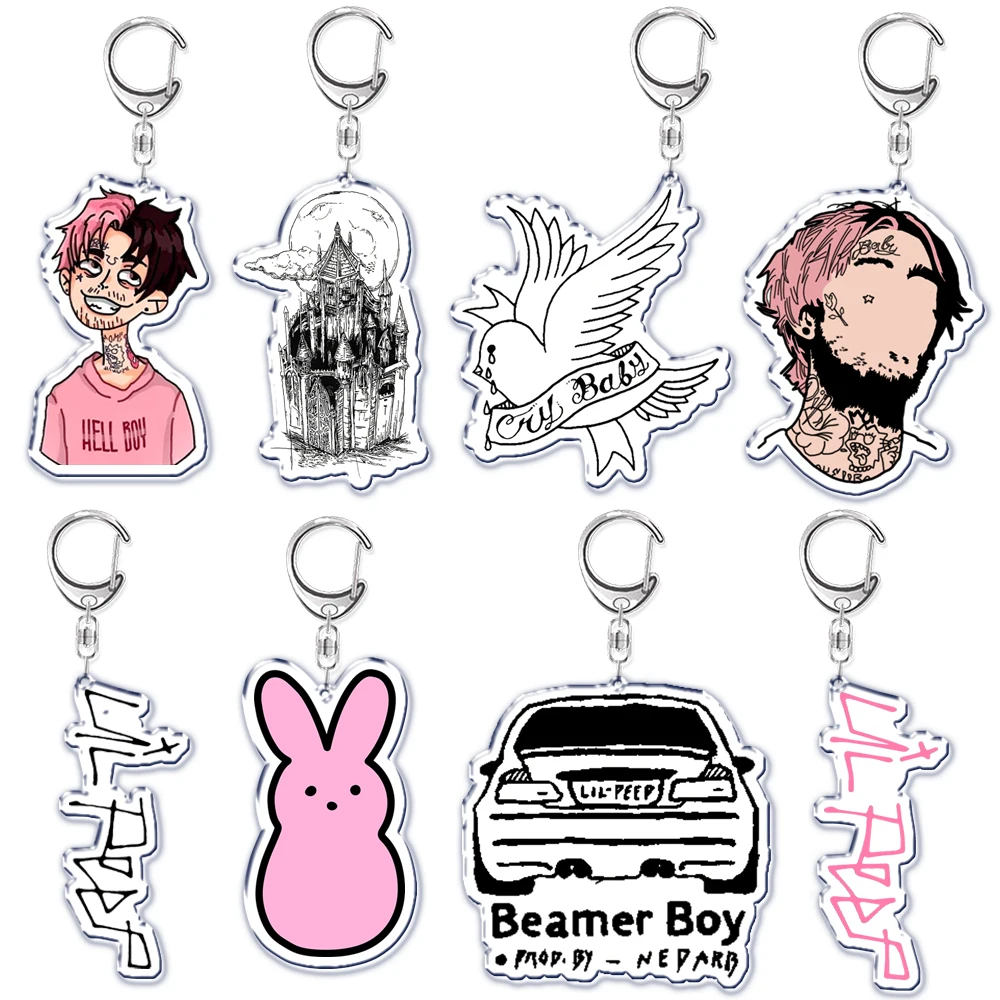 Hot-Rapper-Lil-Peep-Keychain-for-Accessories-Bag-Pendant-Crybaby ...