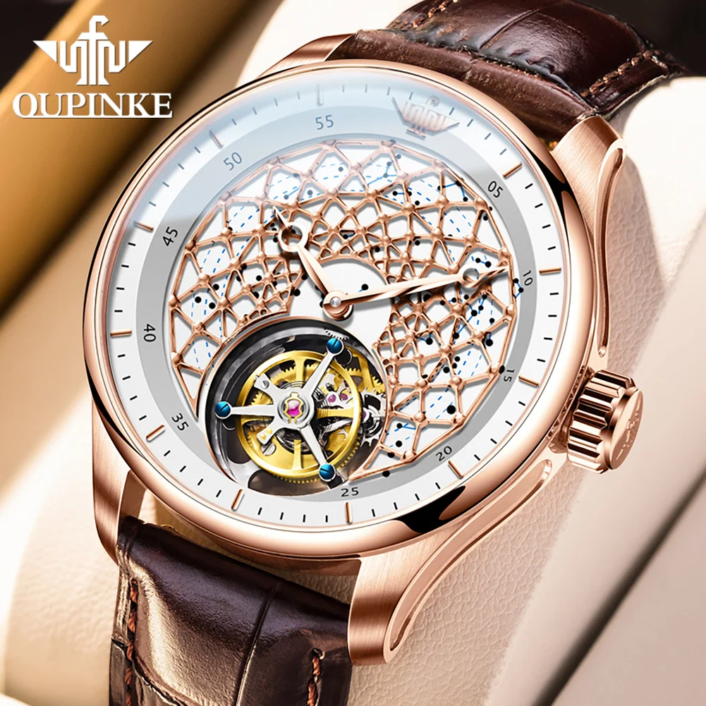 OUPINKE 8002 Mens Watch Automatic Mechanical Tourbillon Watch ...