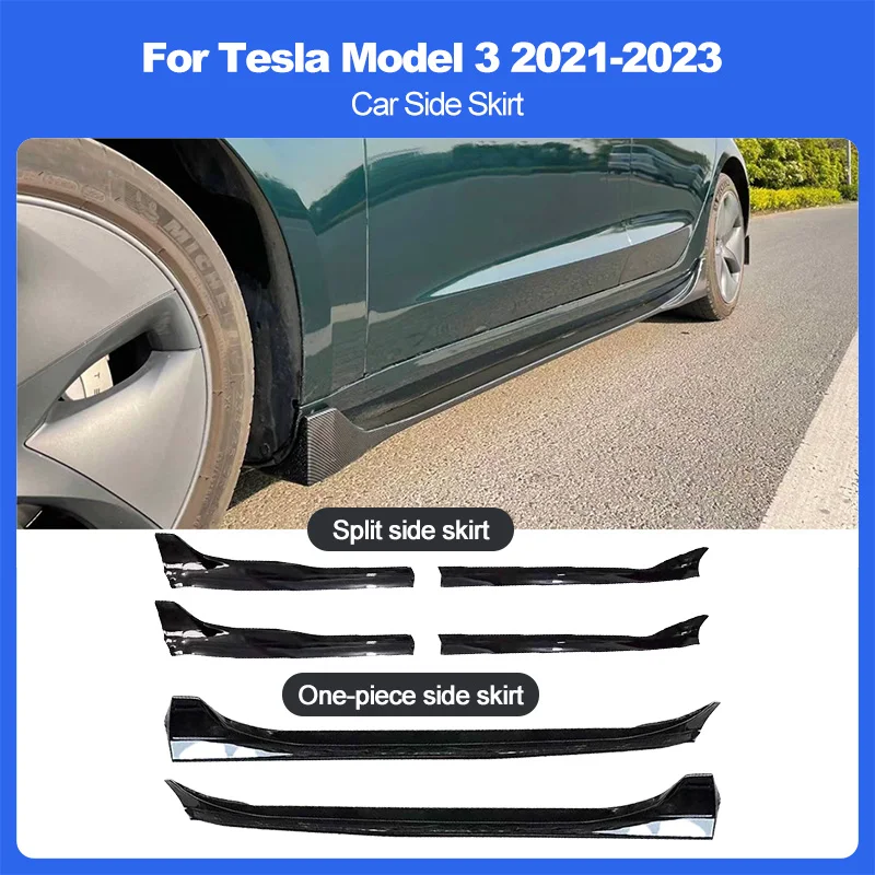 For Tesla Model 3 2021-2023 Car Side Skirt ABS 4PCS Body Kits GLOSS ...