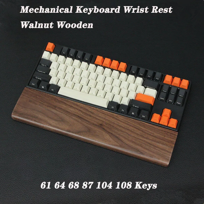 Walnut-Wood-Mechanical-Keyboard-Wooden-Wrist-Rest-Gaming-61-68-87-104 ...