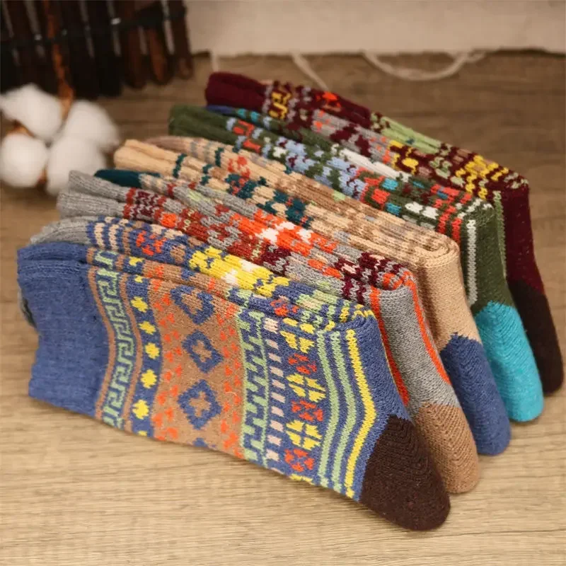 5-Pairs-Men-s-Autumn-Winter-Thickened-Warm-Wool-Socks-Ethnic-Totem ...