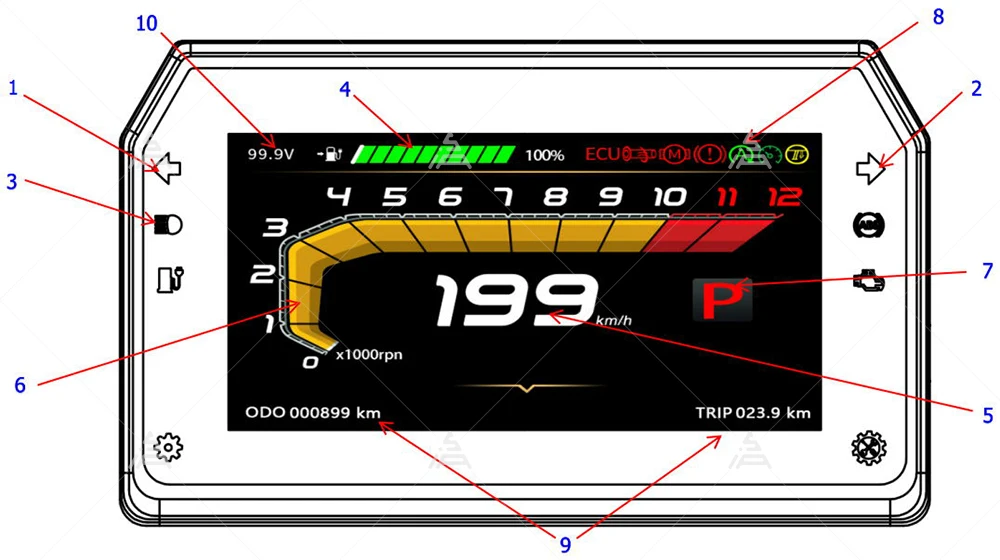 CAN BUS Display Adjustable 5 inch TFT T15 Speedometer